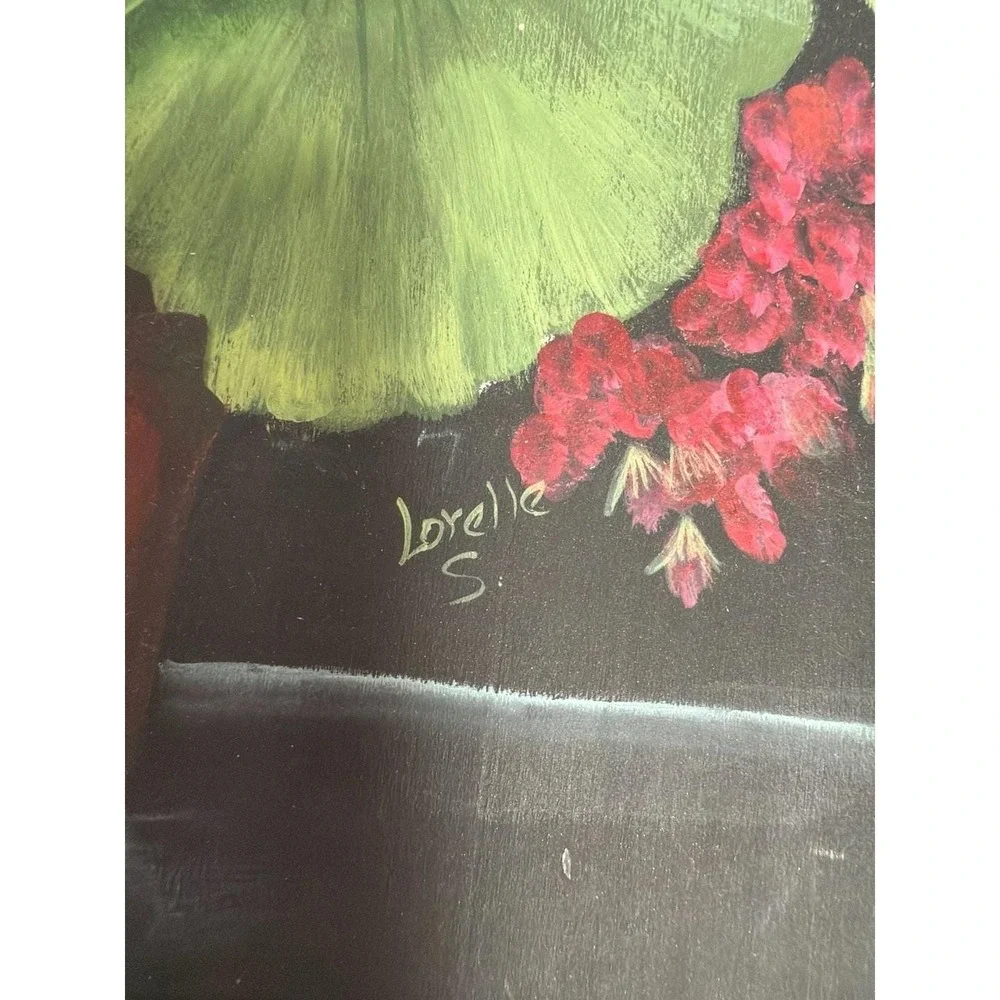 The Unbranded Brand | Art | Vintage Hand Painted Geranium Floral Wood ...